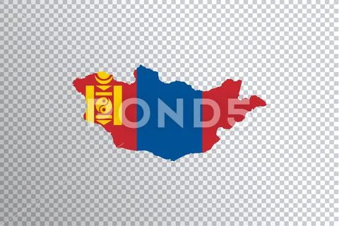 Mongolia flag on map, transparent background: Graphic #218370785