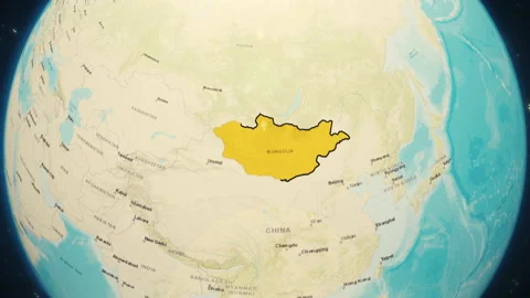Mongolia Map On Earth Globe - Flat Style | Stock Video | Pond5