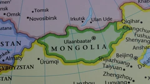 Mongolia on a map. Political map of Mong... | Stock Video | Pond5