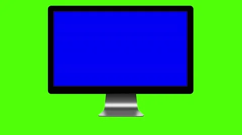 Monitor with Blue Screen on a Green Back... | Stock Video | Pond5