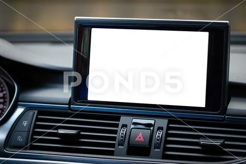Photograph: Monitor in car isolated blank screen for navigation maps ...