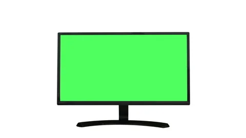 monitor with green screen on white backg... | Stock Video | Pond5