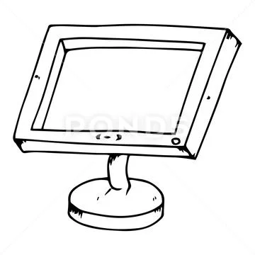 Monitor icon. Hand drawn computer monitor. LCD monitor.: Royalty Free ...