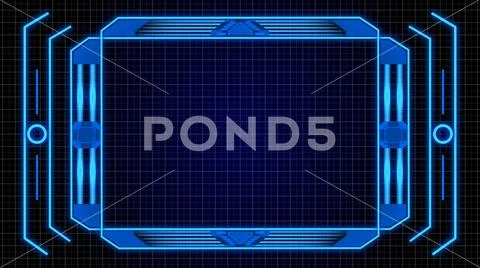 Monitor Screen Border With Blue Digital Elements Details and Grid ...