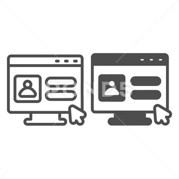 Monitor, user authorization window, cursor pointer line and solid icon, ui: Royalty Free #159521870