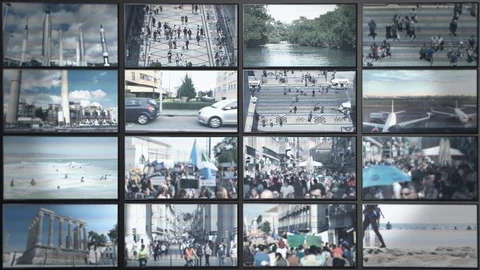 Monitoring CCTV Cameras Video Wall Backg... | Stock Video | Pond5