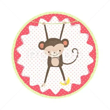 Monkey badge emblem ~ Clip Art ~ Download Now #134695043