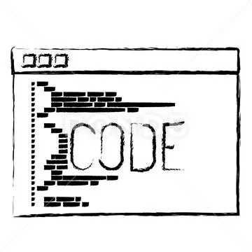 Monochrome blurred silhouette of programming window with script of code ~ Clip Art #105585087