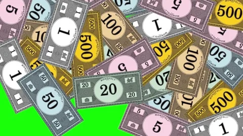 monopoly money dollar animation on a gre... | Stock Video | Pond5