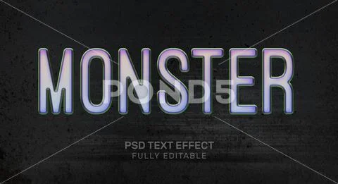 Monster 3D Text Style Effect Mockup - PSD Template ~ PSD Template ...