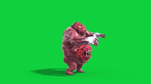 Monster Belly Mouth Green Screen Attacks... | Stock Video | Pond5
