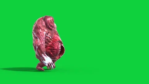 Monster Belly Mouth Green Screen Walks S... | Stock Video | Pond5