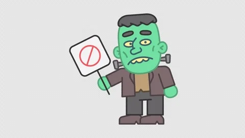 Monster holds no sign and smiles. Alpha ... | Stock Video | Pond5