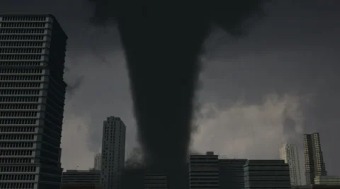 Monster Tornado Strikes City | Stock Video | Pond5