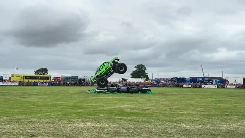 Monster Truck jumping over cars at Truck... | Stock Video | Pond5