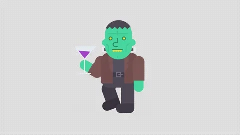 Monster with yellow teeth walking holds ... | Stock Video | Pond5