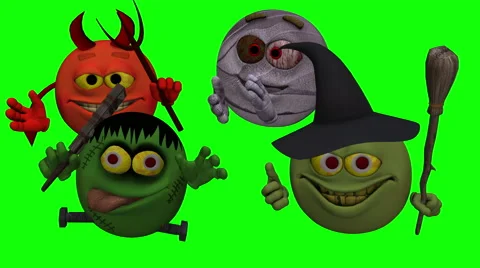 Monsters Smiley Guys (Goofy) Green Scree... | Stock Video | Pond5
