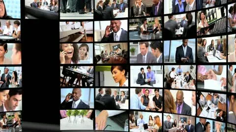 Montage wall multiple panels business pe... | Stock Video | Pond5