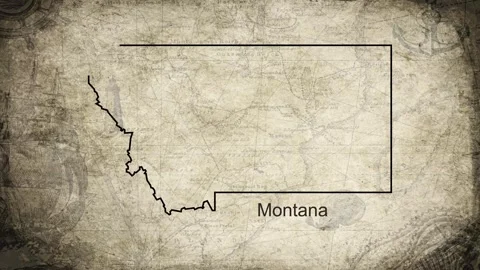 Montana map drawn on a cartography backg... | Stock Video | Pond5
