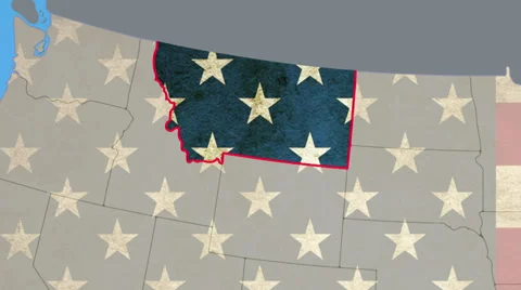 Montana map pull out, flat USA map zoom ... | Stock Video | Pond5