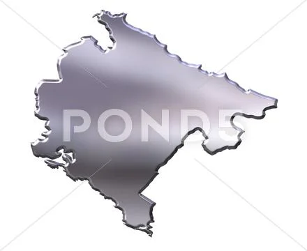 Montenegro 3D Silver Map: Royalty Free #12059762