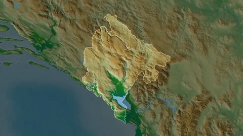 Montenegro map - zoom. Regions. Physical... | Stock Video | Pond5
