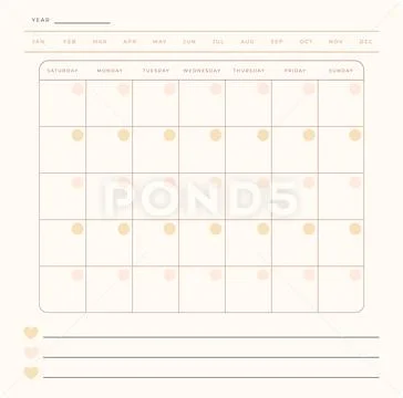 Monthly Calendar Template for Organized and Efficient Planning: Graphic ...