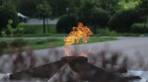 Monument of World War II. Fire burning o... | Stock Video | Pond5