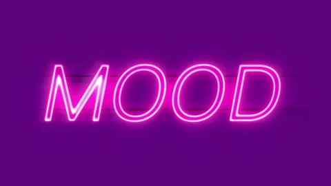 Mood neon sign appear on violet backgrou... | Stock Video | Pond5