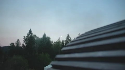 Moon and forest landscape at sunset, sau... | Stock Video | Pond5