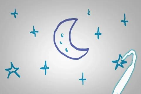 Moon and Stars - Hand drawn - Animation ... | Stock Video | Pond5