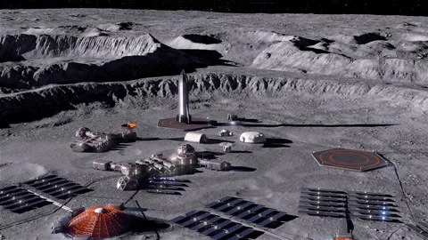 Moon base. Development of the surface of... | Stock Video | Pond5