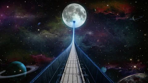 Moon Bridge Deep Space Travel Planets In... | Stock Video | Pond5