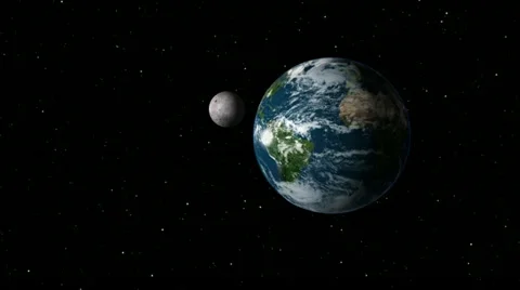 the moon orbits earth animation | Stock Video | Pond5