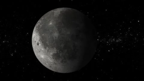 Moon Rotating in 3D Space with Sparkling... | Stock Video | Pond5