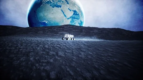 Moon rover on the moon. space expedition... | Stock Video | Pond5