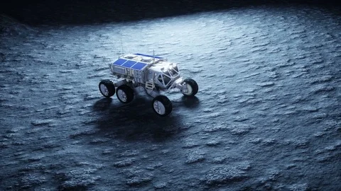 Moon rover on the moon. space expedition... | Stock Video | Pond5