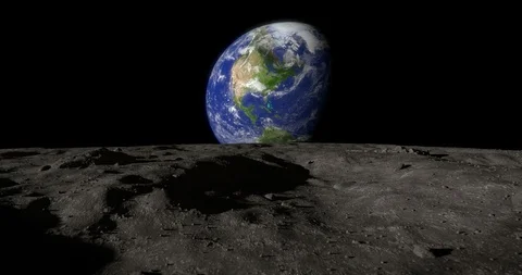 Moon surface with the Earth, with alpha ... | Stock Video | Pond5