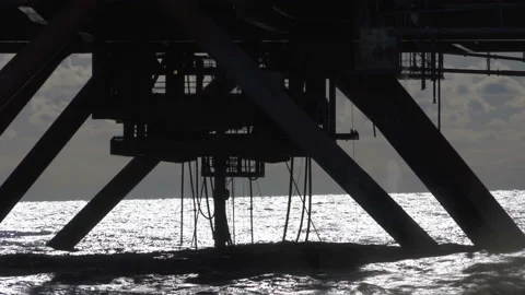 Moonpool of rig. Side view. Silhouette. ... | Stock Video | Pond5