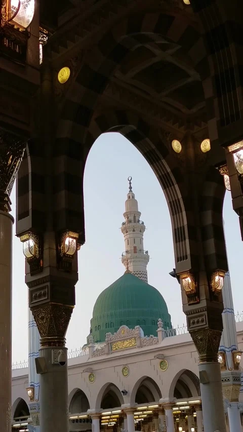 Moorish pattern arches at Nabawi mosque ... | Stock Video | Pond5