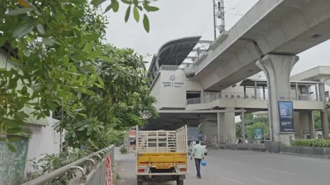 Moosapet metro train station in hyderaba... | Stock Video | Pond5