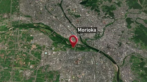 Morioka City Map Zoom (Japan) from Space... | Stock Video | Pond5