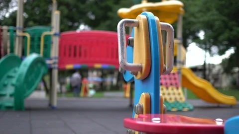 In the morning, amusement equipments in ... | Stock Video | Pond5