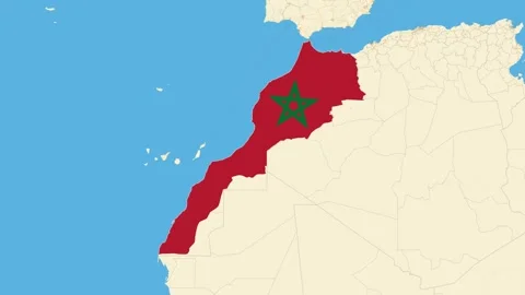 Morocco Map with flag zoom in, Map Moroc... | Stock Video | Pond5