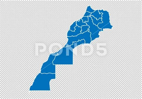 Morocco map - High detailed blue map with counties/regions/states of ...