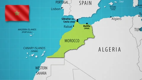 Morocco on the World Map with Animated N... | Stock Video | Pond5