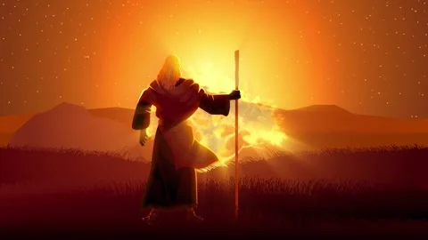 Moses and the burning bush Back View | Stock Video | Pond5