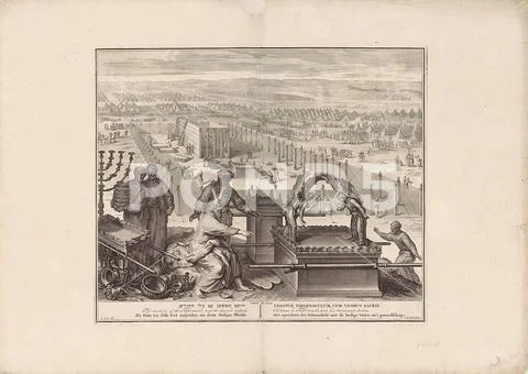 Moses focuses on the tabernacle. Moses pointing at the ark of the ...