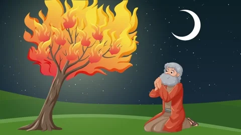 Moses Praying to God in Fire Bush | Stock Video | Pond5
