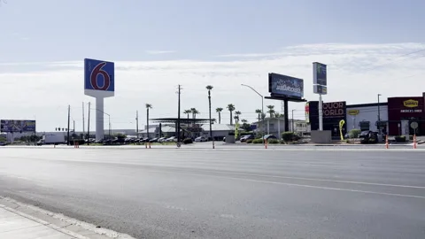 Motel 6 sign in downtown Las Vegas 4k | Stock Video | Pond5